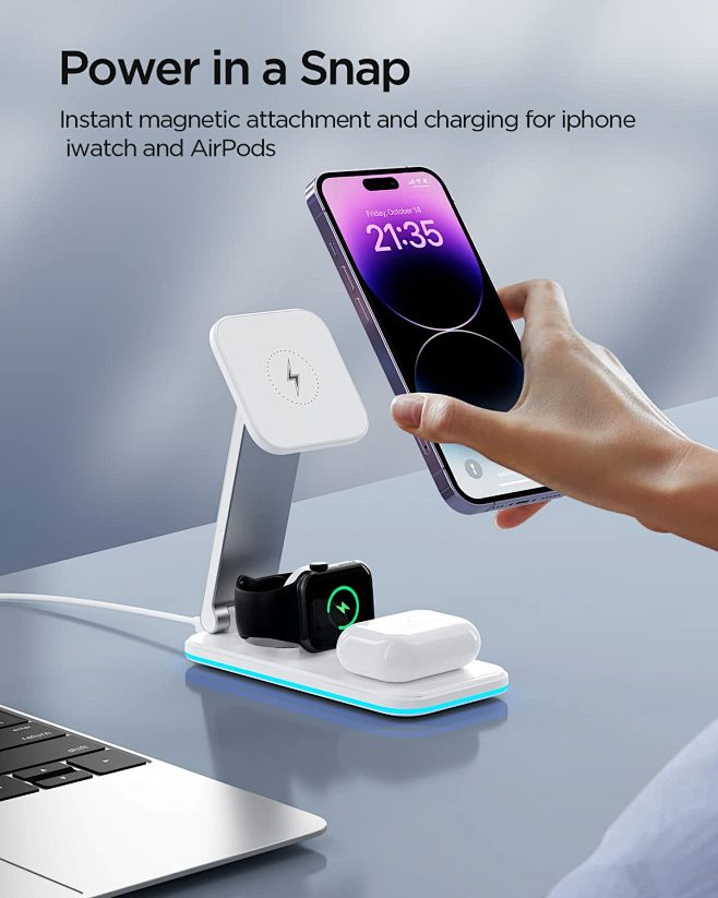 Amazon.com: Upgraded Mag-Safe Charger-Hohosb 3 in 1 Mag-Safe Charging ...