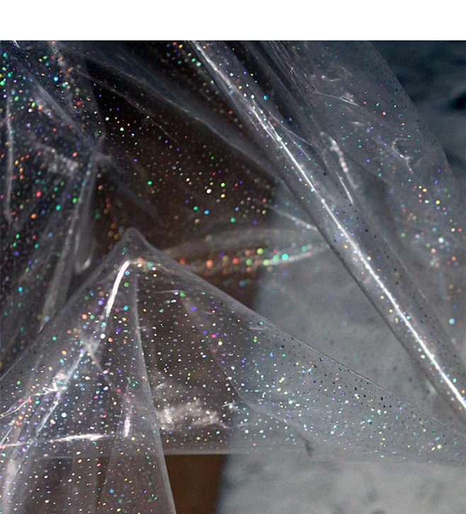 星空 创意透明tpu幻彩镭射闪粉星星服装包袋防水布料 设计师面料-淘宝网-花瓣网