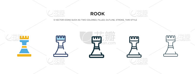 rook icon in different style two colored and
