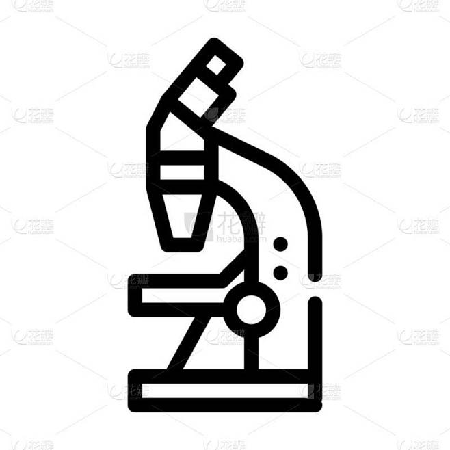 显微镜工具线图标矢量图解符号