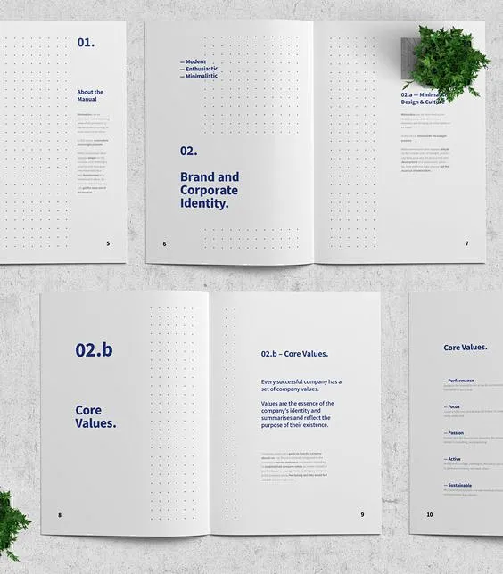 The Brand Manual Indesign template is designed with a minimal aesthetic ...