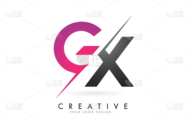 gx g x letter logo with color block design and