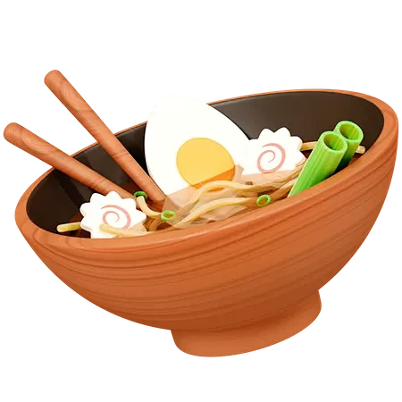 Asian miso soup ramen 3D Icon