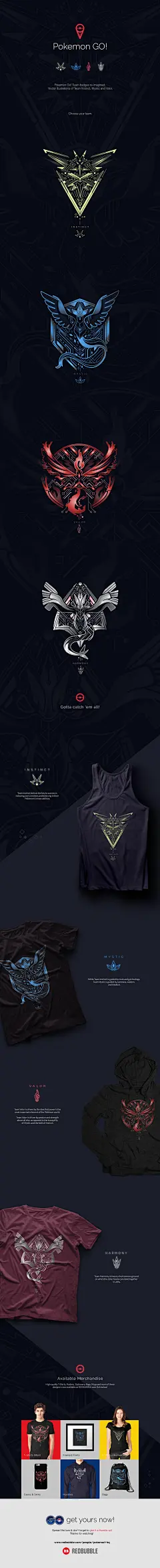 Pokemon Go : Pokemon Go! Team badges re-imagined; Vector illustrations ...