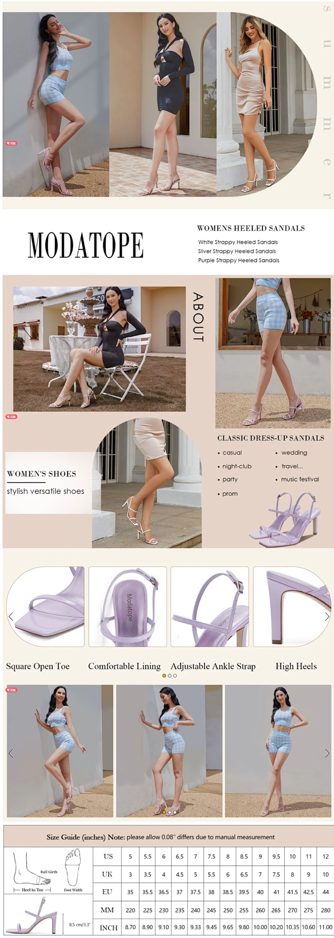 Amazon.com | Modatope Sandals for Women Open Toe Strappy Sandal Heels ...