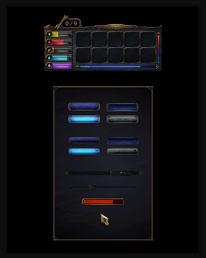 UI Assets (REND), Samuel Thompson : Various buttons, borders, and UI ...