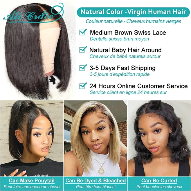 Ali Grace Bob Wig Lace Front Human Hair Wigs Brazilian Short Bob Wig ...