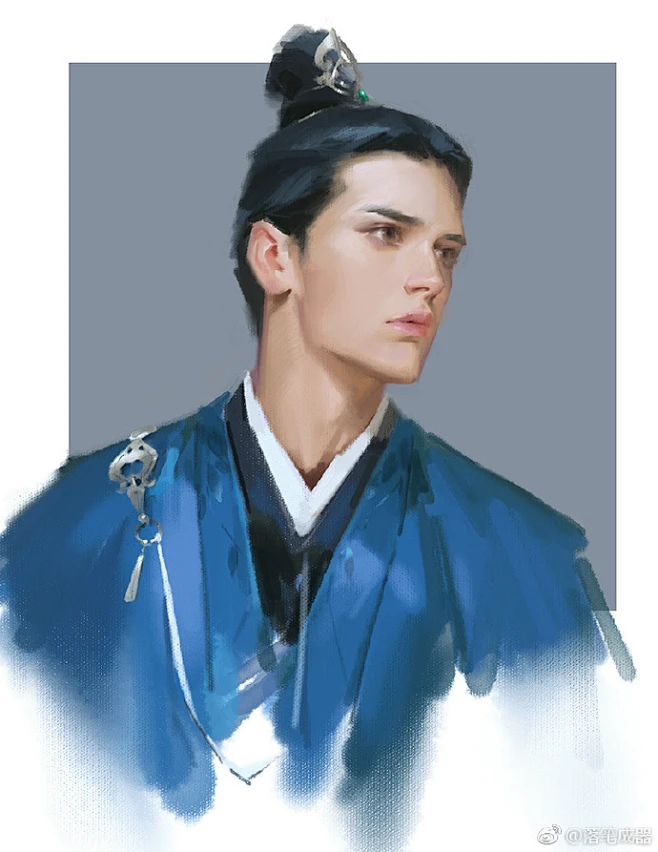 中国风男角色 游戏角色设计 角色原画 半身像 头像原画 游戏设计 古风 武侠 仙侠-花瓣网