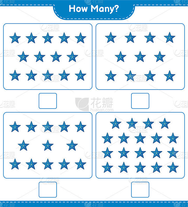 Counting game, how many Starfish. Educational chil