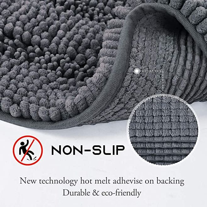 Amazon.com: NICETOWN Grey Bathroom Rugs, Contour Rug Sets, Extra Thick ...