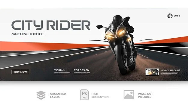 PSD motorcycle sale promotion social media banner-花瓣网