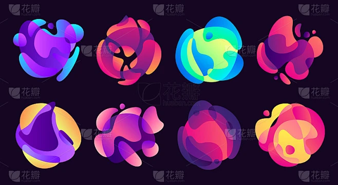 Abstract gradients shapes. Organic free form color素材-花瓣网