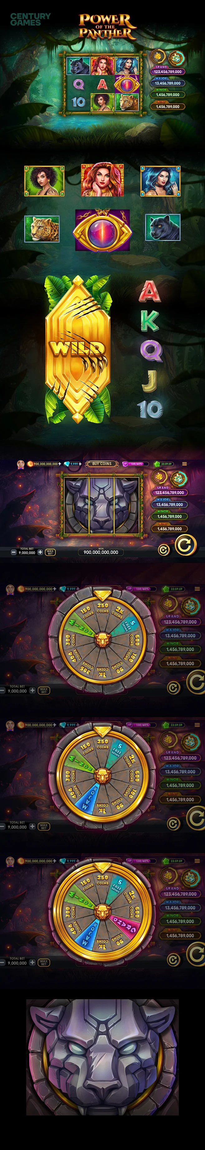 game Slots gambling slot machine Game Art 2D UI/UX jungle-花瓣网