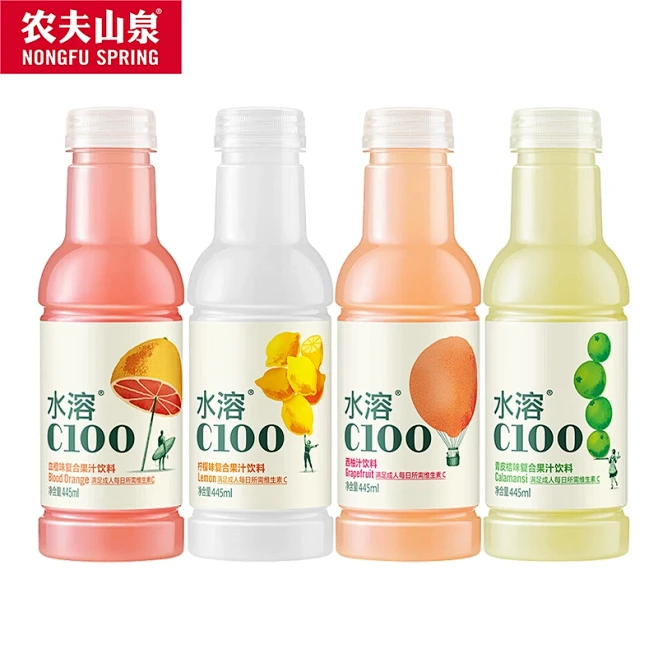 农夫山泉水溶c100西柚血橙味果汁饮料445ml*15瓶整箱装可自选混搭-淘宝网-花瓣网