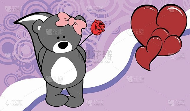 cute skunk girl holding a red rosse valentine back