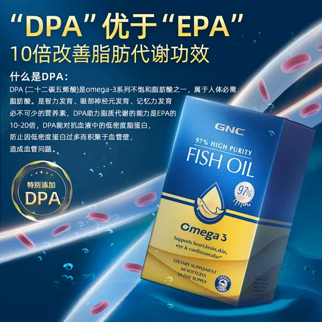 gnc97%纯度深海鱼油软胶囊epa中老年omega3欧米伽成人dha非鱼肝油-tmall.com天猫-花瓣网