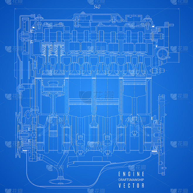 blueprint engine, project technical drawing on the