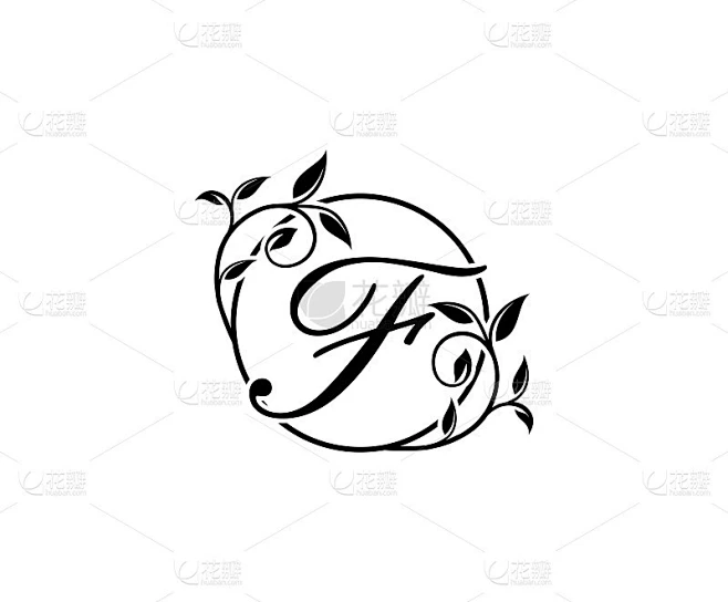 花圆F字标志设计。素材-花瓣网