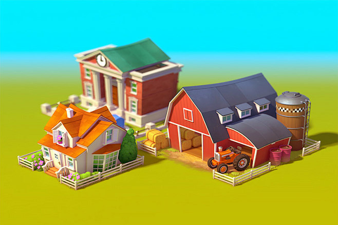 farm building barn Townhouse Cottage game stylized casual