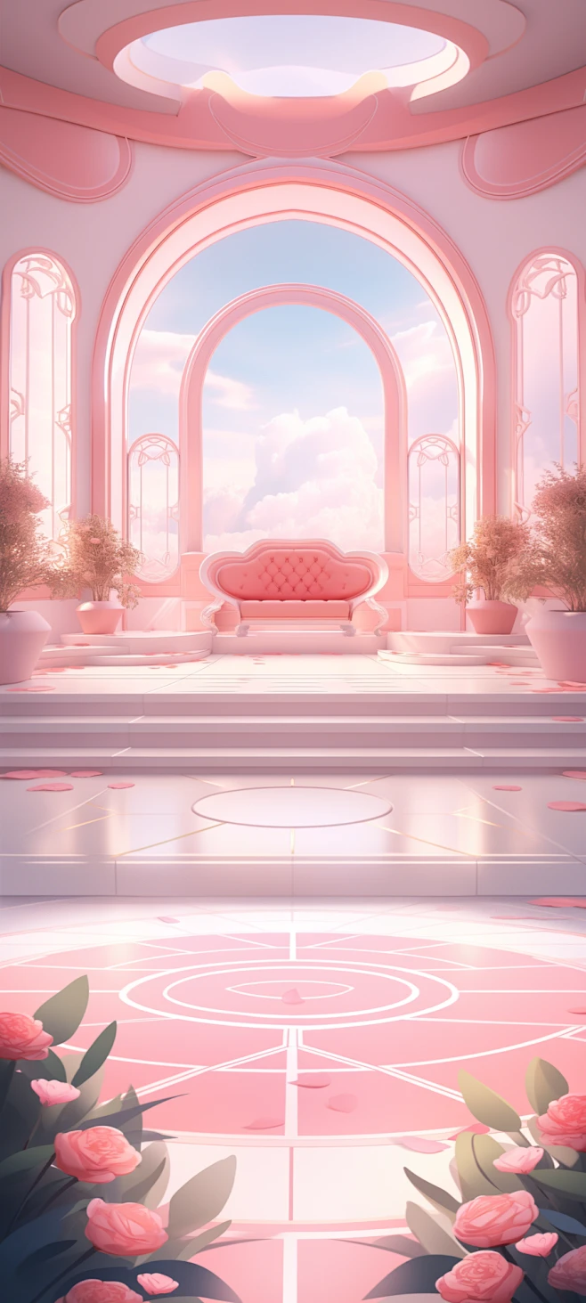 3d backdrop for your anime girl scene pink aw, in the style of ...