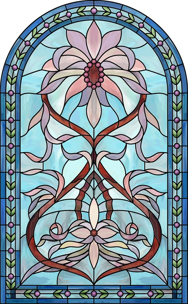 教堂玻璃蒂凡尼彩绘玻璃装饰画-花瓣网