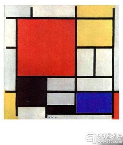 蒙德里安红黄蓝构图-花瓣网