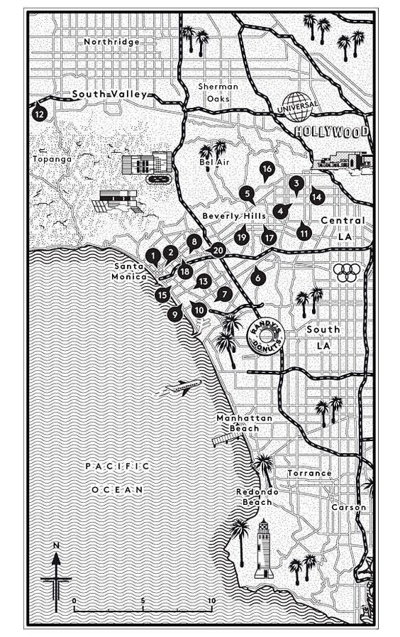 Illustrated map of Los Angeles
