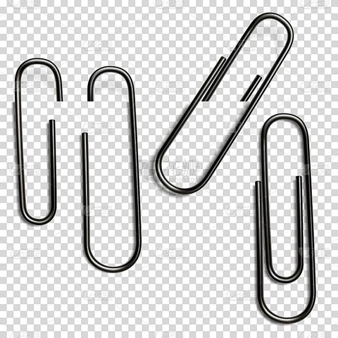 Set of realistic paper clip with shadow, isolated.