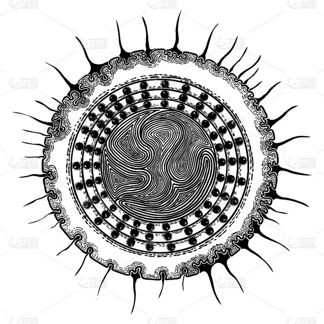 Coronavirus COVID-19, abstract art drawing of infe素材-花瓣网