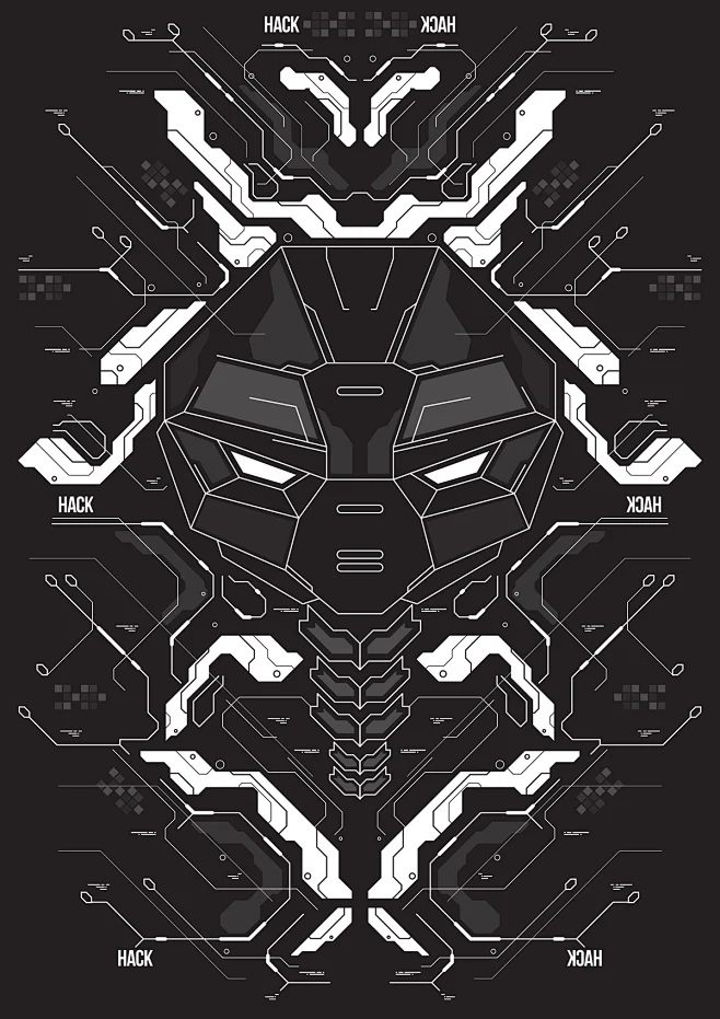 HUD futuristic UI poster FUI electronic hacker cyber Cyberpunk print-花瓣网