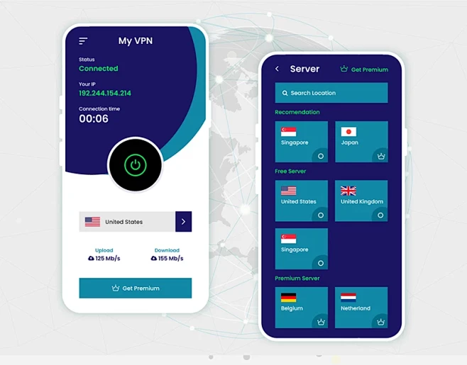 VPN Mobile App UI Design-花瓣网