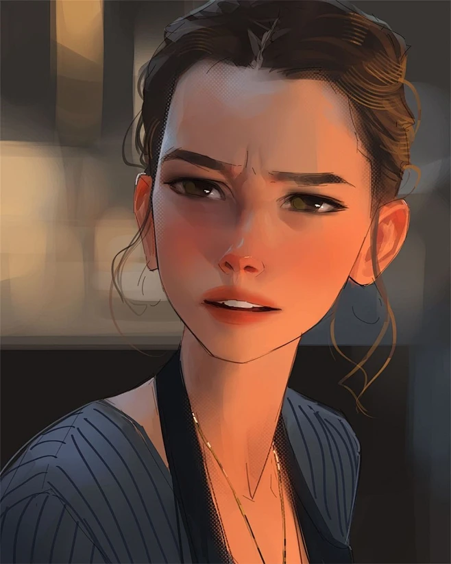 插画师 Sam Yang 的女生肖像-花瓣网