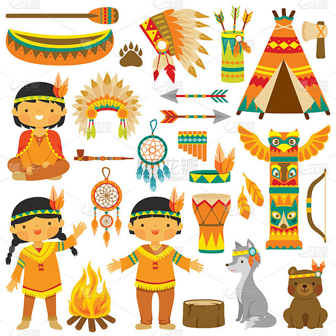 Native American clip art set