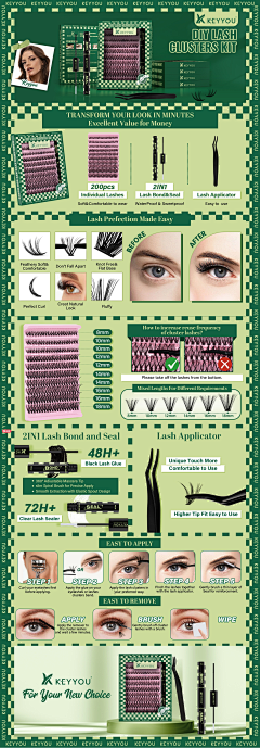 跨境-亚马逊各品牌A+-花瓣网|陪你做生活的设计师 | Self Adhesive Eyelashes Extension Kit 90 ...