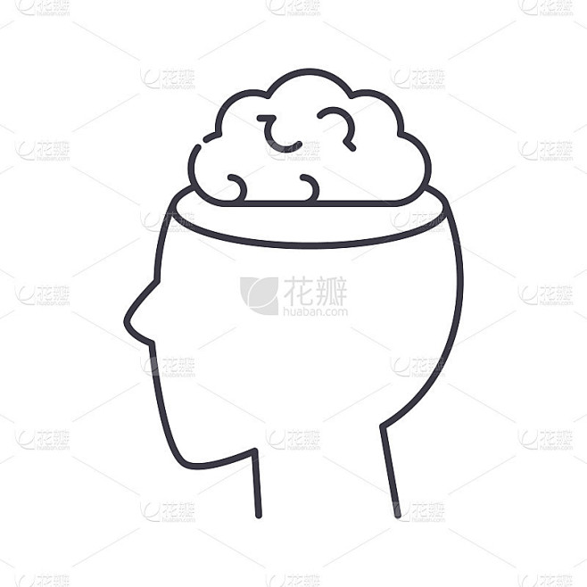 Empty mind icon, linear isolated illustration, thi