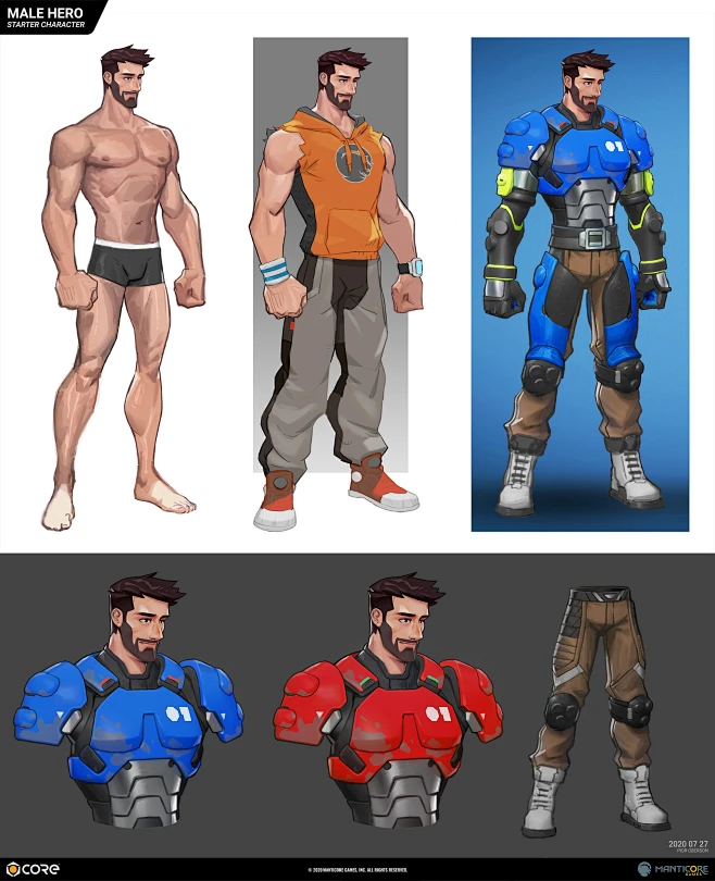Starter male, an early take on workout outfit, Scifi Trooper outfit-花瓣网