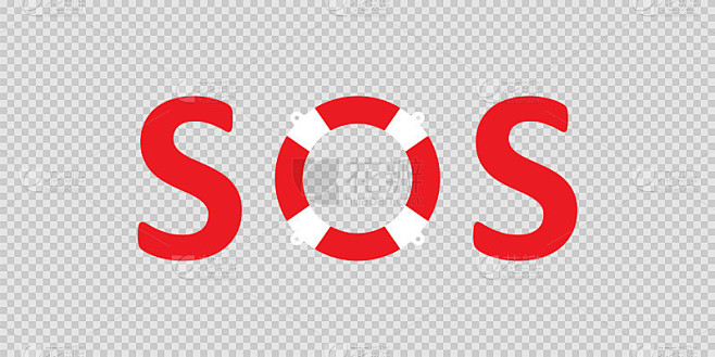 SOS插图。Lifebouy孤立的概念。浮标图标，救援标志在矢量平面