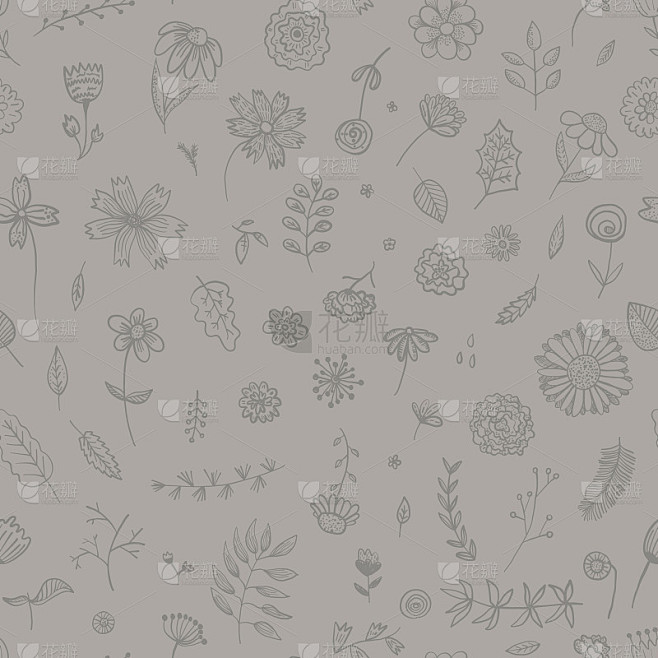 Monochrome gray floral pattern