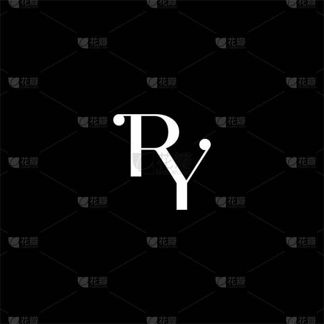 RY字母标识在黑色背景下的抽象设计.ry monogram