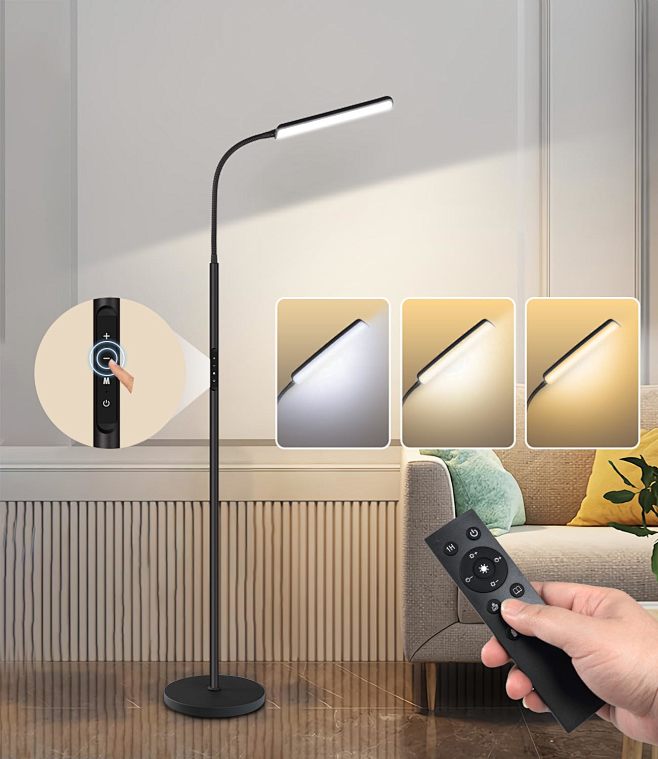 Dimunt LED Floor Lamp, Bright 15W Floor Lamps for Living Room with 1H ...