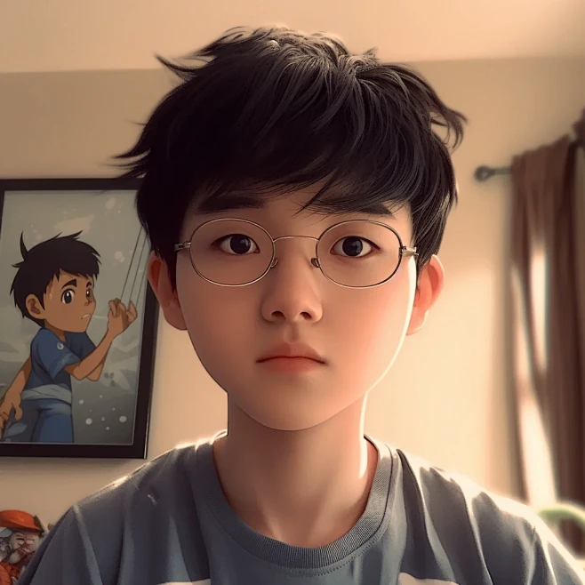 hadnsome boy,black hair,looking at the camera,portrait,pixar style,3d ...