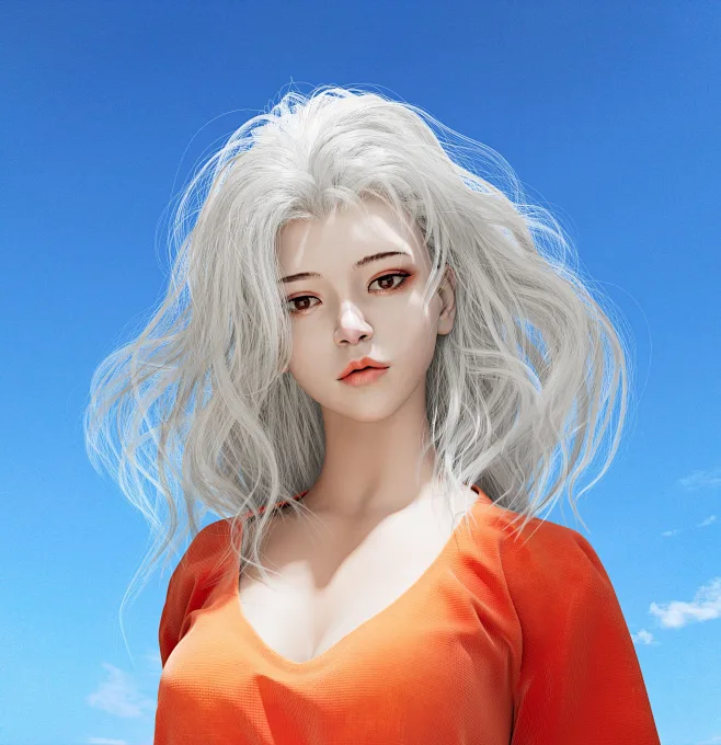 白发女孩-原创SD-材质-渲染-3D原创作品,微元素 - Element3ds.com!-花瓣网