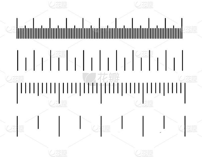 测量比例尺或比例尺长度测量公制和英制图表。