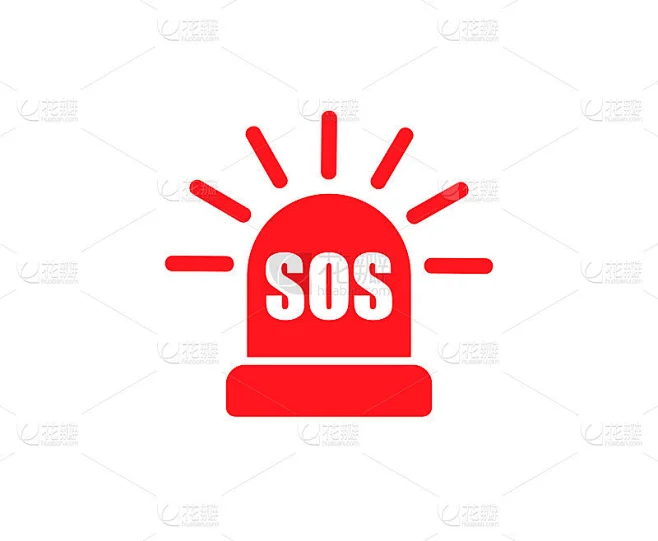 SOS图标符号按钮。紧急求助标志标志象形文字。矢量插图形象。孤立在白色背景上。素材-花瓣网