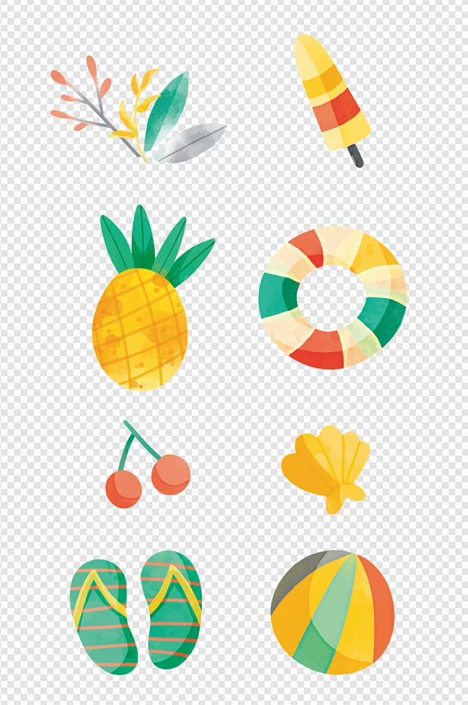 夏日夏天清新卡通可爱素材配图免扣元素-花瓣网