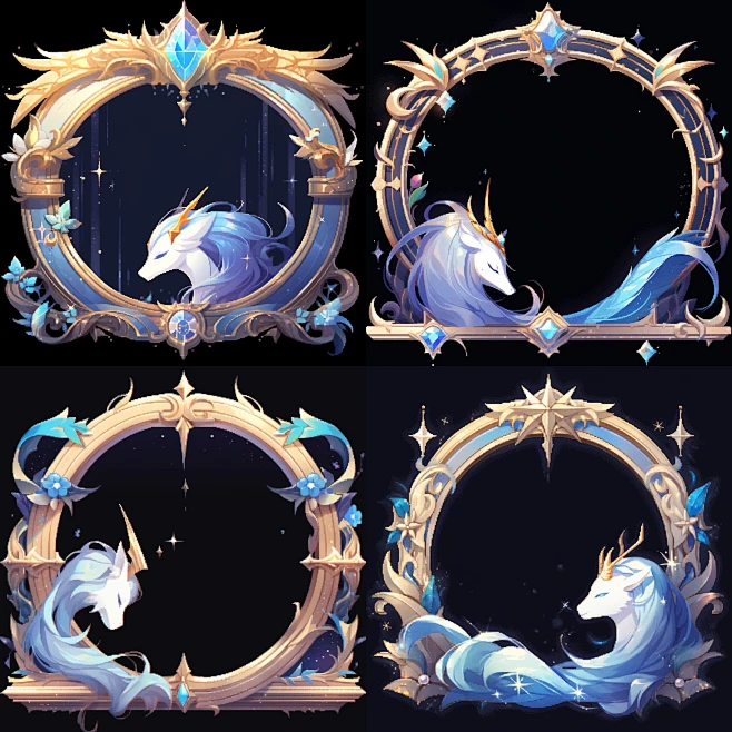 hulei181717_Round_game_avatar_frame_made_of_golden_metal_and_bl ...