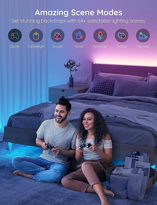 Amazon.com: Govee Smart LED Strip Lights for Bedroom, 32.8ft WiFi LED Light Strip Work with ...