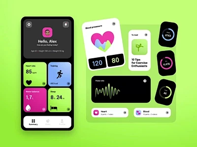 UI Elements | Health and Fitness app animated animation apple watch ...