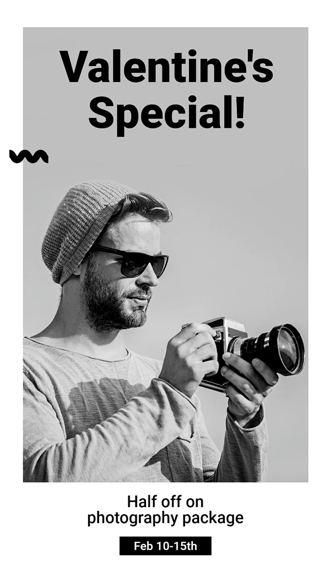 Simple Photography Services Lover's Day Discount Ecommerce Story素材-花瓣网