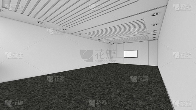 现代空房间，3d渲染室内设计，模拟插图